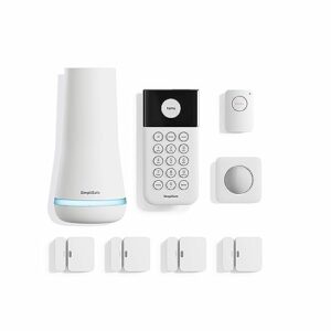 simplisafe 8 piece wireless home security system - optional 24/7 professional monitoring - no contract - compatible with alexa and google assistant , white