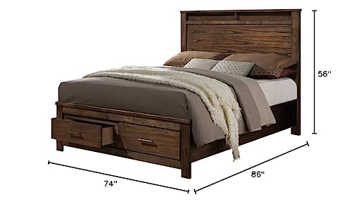 Benjara Benzara Wooden California King Bed with Storage Drawers, Brown,