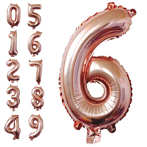 40 Inch Rose Gold Jumbo Digital 6 Number Balloons Huge Giant Balloons Foil Mylar Number Balloons for Birthday Party,Wedding, Bridal Shower Engagement Photo Shoot, Anniversary (Rose Gold ,Number 6)