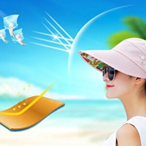 HINDAWI Sun Hats for Women Wide Brim Sun Hat UV Protection Visor Floppy Summer Packable Caps Light Pink