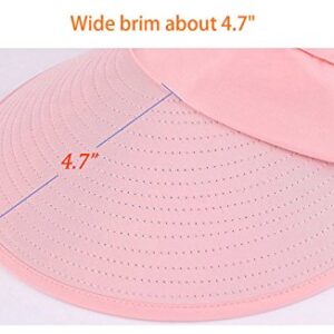 HINDAWI Sun Hats for Women Wide Brim Sun Hat UV Protection Visor Floppy Summer Packable Caps Light Pink