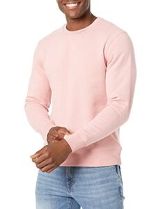 amazon essentials men's fleece crewneck sweatshirt (available in big & tall), pink, medium