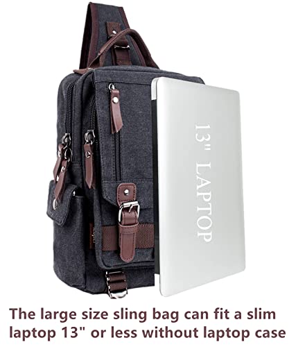 Leaper Canvas Messenger Bag Sling Bag Cross Body Bag Shoulder Bag Gray, L