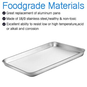 Baking Sheets Set of 5, Bastwe Stainless Steel Baking Pan Tray Cookie Sheet, Size 10 x 8 x 1 inch, Non Toxic & Healthy, Rust Free & Easy Clean