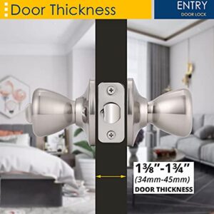 home improvement direct Keyed Alike Entry Door Knob, Reversible Tulip Style Knobs with Lock and Same Key, Satin Nickel Interior/Exterior Lockset for Bedroom, Bathroom, Front Door 2 Pack