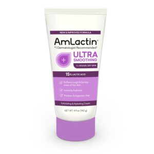 amlactin ultra smoothing - 4.9 oz body & hand cream with 15% lactic acid - exfoliator and moisturizer for rough and bumpy dry skin (packaging may vary)