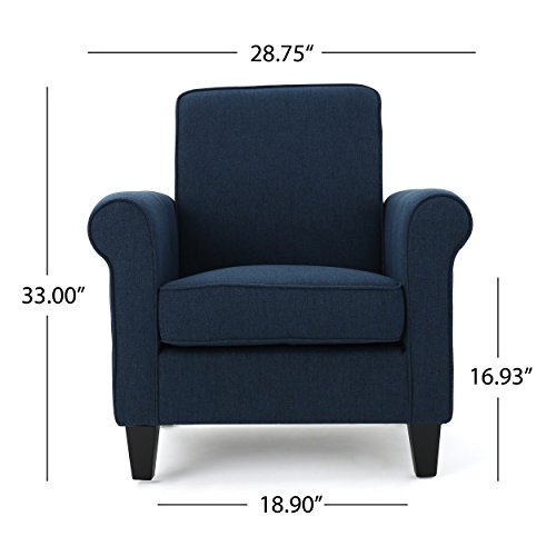 Christopher Knight Home Freemont Fabric Club Chair, Dark Blue Dimensions: 30.75”D x 28.75”W x 33.00”H