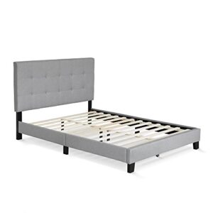 furinno laval button tufted upholstered platform bed frame, full, glacier