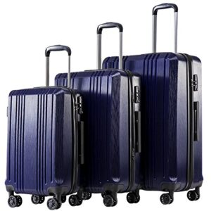 coolife luggage expandable suitcase pc+abs 3 piece set with tsa lock spinner 20in24in28in