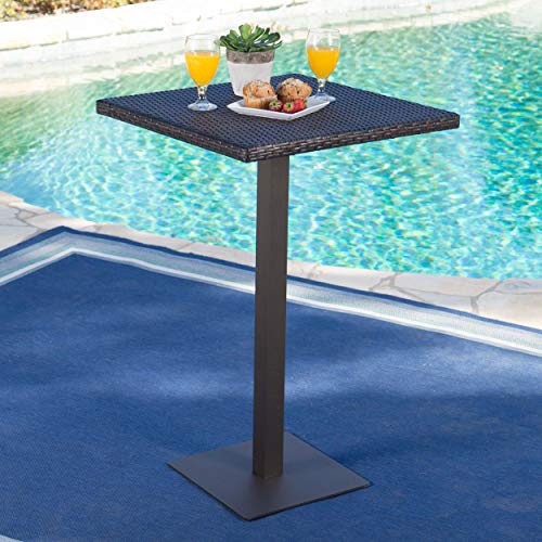 Christopher Knight Home Dominic Outdoor 26" Wicker Square Bar Table, Multibrown