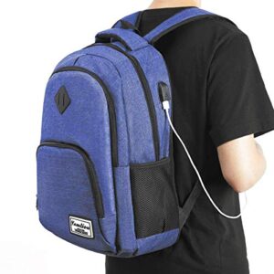 YAMTION School Backpack for Teen Boys,Bookbag for High School College Backpack with USB,Blue