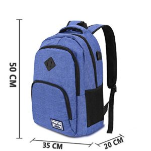 YAMTION School Backpack for Teen Boys,Bookbag for High School College Backpack with USB,Blue