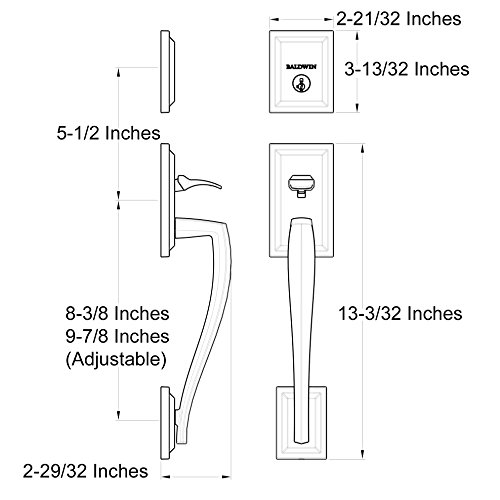 Baldwin Torrey Pines, Front Entry Handleset with Interior Lever, Featuring SmartKey Deadbolt Re-Key Technology and Microban Protection, in Satin Nickel