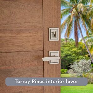 Baldwin Torrey Pines, Front Entry Handleset with Interior Lever, Featuring SmartKey Deadbolt Re-Key Technology and Microban Protection, in Satin Nickel