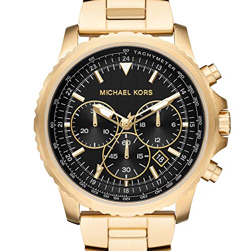 Michael Kors Men's Cortlandt Stainless Steel Analog-Quartz Watch with Stainless-Steel-Plated Strap, Gold, 18 (Model: MK8642)