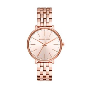 michael kors women's pyper three-hand rose gold-tone stainless steel bracelet watch (model: mk3897)