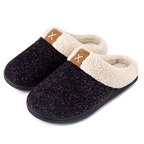 ULTRAIDEAS Women's Comfy Fleece Lined Slippers with Memory Foam (9-10, Purple)