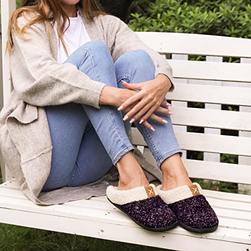 ULTRAIDEAS Women's Comfy Fleece Lined Slippers with Memory Foam (9-10, Purple)