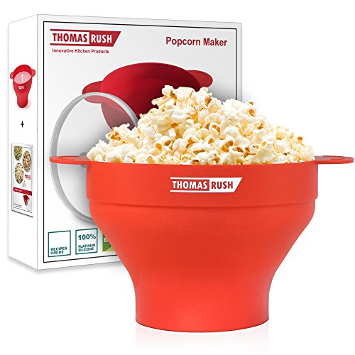 MEKBOK Microwave Popcorn Maker - Microwave Popcorn Popper for Home - Collapsible Silicone Bowl - Red