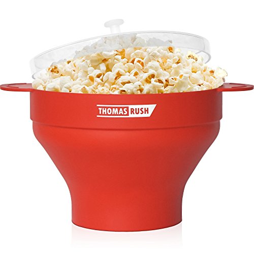 MEKBOK Microwave Popcorn Maker - Microwave Popcorn Popper for Home - Collapsible Silicone Bowl - Red