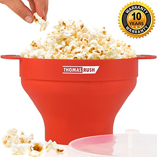 MEKBOK Microwave Popcorn Maker - Microwave Popcorn Popper for Home - Collapsible Silicone Bowl - Red