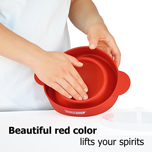 MEKBOK Microwave Popcorn Maker - Microwave Popcorn Popper for Home - Collapsible Silicone Bowl - Red