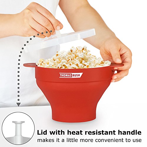 MEKBOK Microwave Popcorn Maker - Microwave Popcorn Popper for Home - Collapsible Silicone Bowl - Red