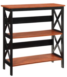 convenience concepts oxford 3 tier bookcase, cherry / black