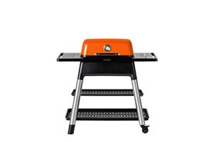 everdure force 2 burner gas grill, liquid propane portable bbq grill with die-cast aluminum body and fast-ignition technology, 388 square inches of grilling surface, adjustable height, orange