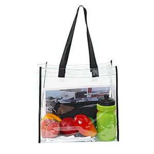 2-Pack Stadium Approved Clear Tote Bag, Stadium Security Travel & Gym Clear Bag, Perfect for Work, School, Sports Games and Concerts,12"X 12"X 6"