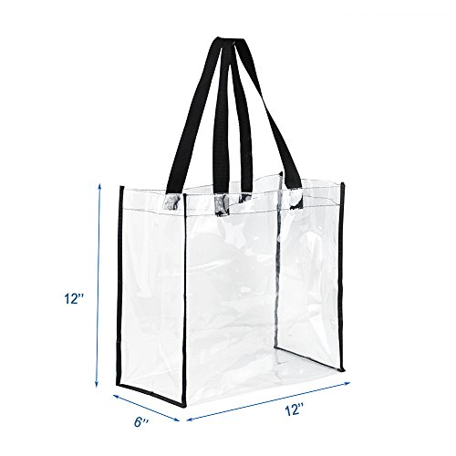 2-Pack Stadium Approved Clear Tote Bag, Stadium Security Travel & Gym Clear Bag, Perfect for Work, School, Sports Games and Concerts,12"X 12"X 6"