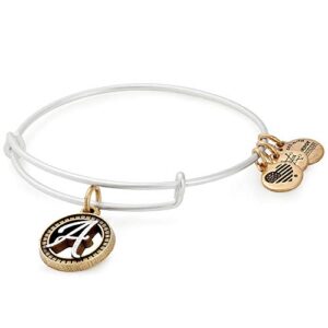 alex and ani women's initial a ii bangle two tone bracelet, rafaelian silver