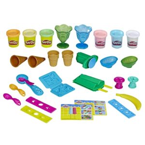 play-doh kitchen creations ice cream party play food set with 6 play-doh colors, 2-ounce cans (amazon exclusive)