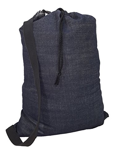 Ameratex Heavy Duty 10 oz Denim Laundry Bag with Shoulder Strap 22in x 28in - Made in The USA