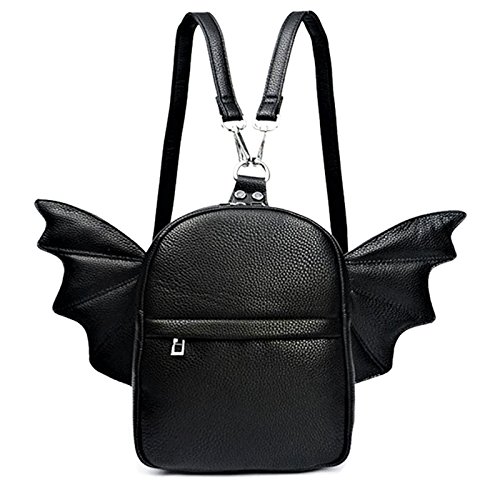 Prime Original Women Fashion Mini Backpack | Detachable Bat Angel Wing Shoulder Bag (Black)