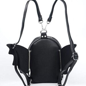 Prime Original Women Fashion Mini Backpack | Detachable Bat Angel Wing Shoulder Bag (Black)