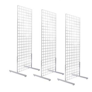 Only Hangers 2' x 6' Gridwall Panel Tower with T-Base Floorstanding Display Kit, 3-Pack White …