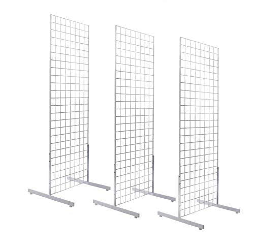 Only Hangers 2' x 6' Gridwall Panel Tower with T-Base Floorstanding Display Kit, 3-Pack White …