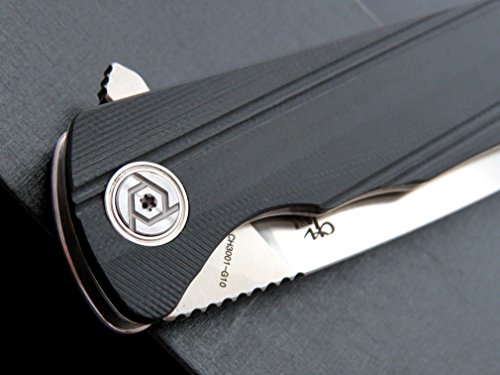 Eafengrow CH3001-G10 Folding Knives D2 Steel Blade G10 Material Handle Camping Knife Flipper Blade Knife Hunting Survival Hand EDC Tools (Black)