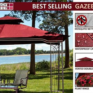 Sunjoy Expand Your Outdoor Living Space with a 10 x 12 Regency II Patio Gazebo with Mosquito Netting in Maroon