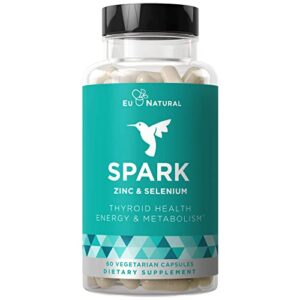 spark thyroid support & energy metabolism – thrive, naturally fight fatigue, balance hormones, promote focused energy – zinc, selenium, iodine – 60 vegetarian soft capsules