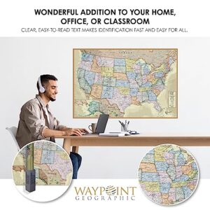 Waypoint Geographic Boardroom Series USA Wall Map, Antique-Style Laminated World Map Poster, Educational Wall Art For Home, Classroom, or Office, Unique Gifts, 24” x 36”