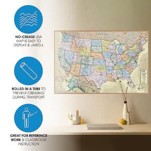 Waypoint Geographic Boardroom Series USA Wall Map, Antique-Style Laminated World Map Poster, Educational Wall Art For Home, Classroom, or Office, Unique Gifts, 24” x 36”