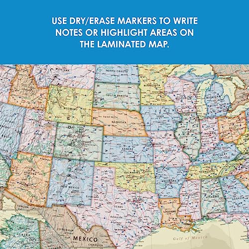 Waypoint Geographic Boardroom Series USA Wall Map, Antique-Style Laminated World Map Poster, Educational Wall Art For Home, Classroom, or Office, Unique Gifts, 24” x 36”