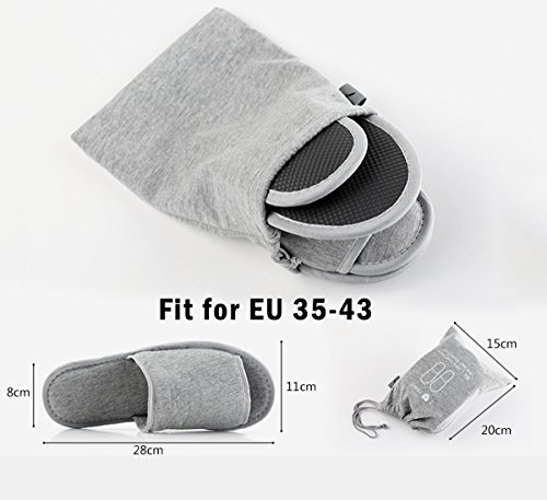 Comfysail Foldable Portable Slippers Washable Open Toe Towelling Slippers with Storage Bag for Spa Travel Hotel/Home Guest 34-43