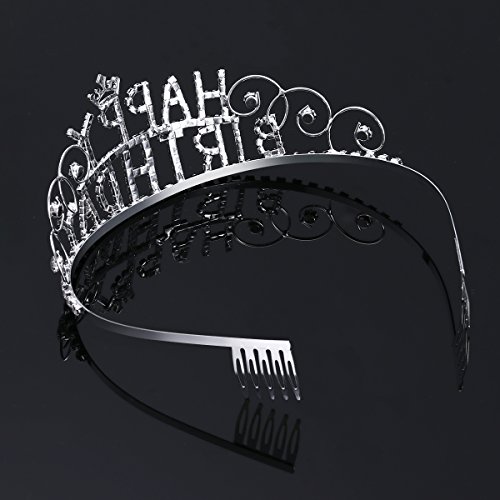 Frcolor Happy Birthday Crown Tiara Crystal Rhinestone Crown Wedding Hair Comb Bride Tiara for Women