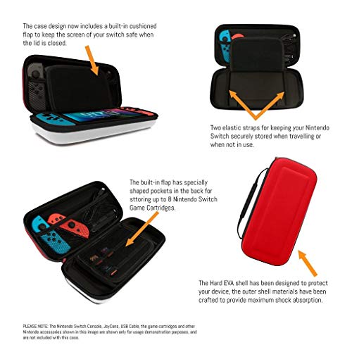 Orzly Carry Case Compatible with Nintendo Switch and New Switch OLED Console -Protective Hard Portable Travel Carry Case Shell Pouch with Pockets for Accessories and Games (POKE)