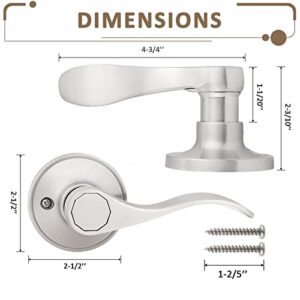 Probrico 4 Pack Dummy Door Lever Door Handle for Left Hand and Right Hand, Wave Style French Door Handle with Satin Nickel Finish, Single Side Non-Turning Dummy for Laundry Room, Hallway, Closet