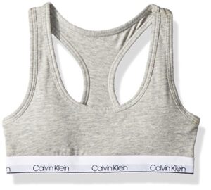 calvin klein girls' big modern cotton molded bralette, heather grey, medium