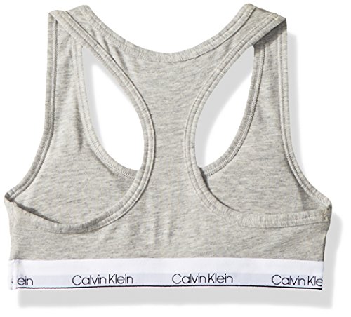 Calvin Klein Girls' Big Modern Cotton Molded Bralette, Heather Grey, Medium